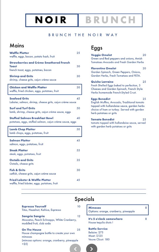 Explore the Noir Kitchen & Cocktails Restaurant Menu in Nashville ...